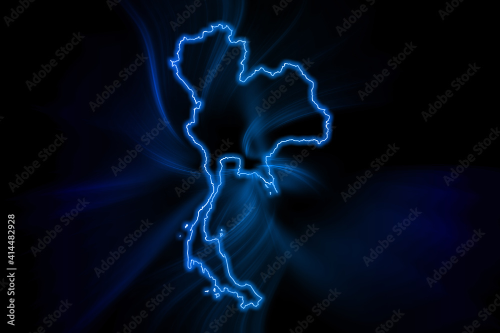 Glowing Map of Thailand, modern blue outline map Stock Illustration ...