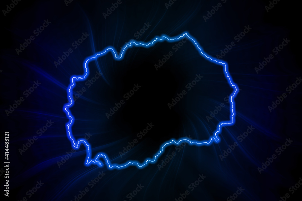 Glowing Map of North Macedonia, modern blue outline map Stock Photo ...