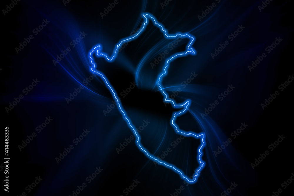 Glowing Map of Peru, modern blue outline map Stock Photo | Adobe Stock