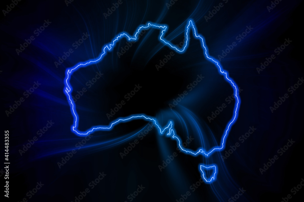 Glowing Map of Australia, modern blue outline map Stock Illustration ...
