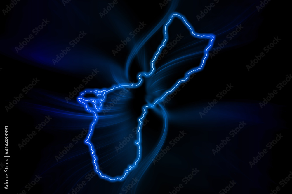 Glowing Map of Guam, modern blue outline map Stock Illustration | Adobe ...