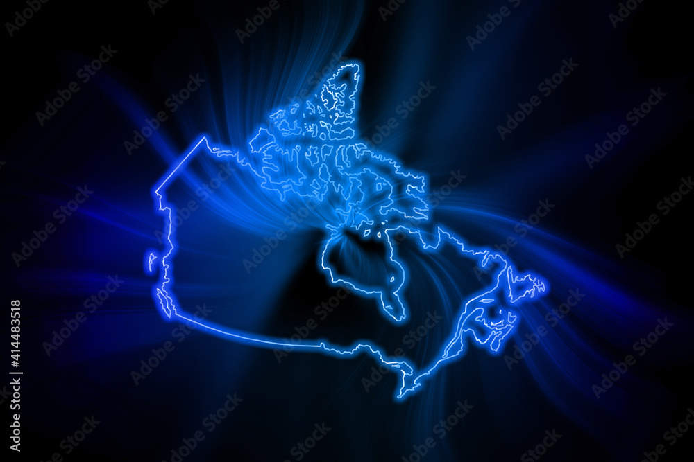 Glowing Map of Canada, modern blue outline map Stock Illustration ...