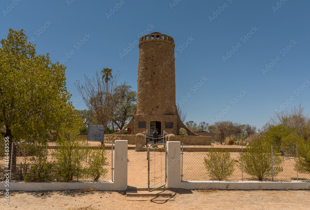 Franke Tower, Franketurm, military monument in Omaruru, Namibia Stock ...