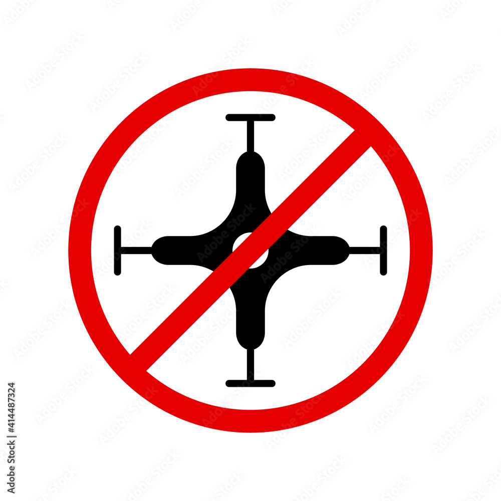 No Fly Zone Icon Copter Launch Forbidden No Air Drone Allowed Sign