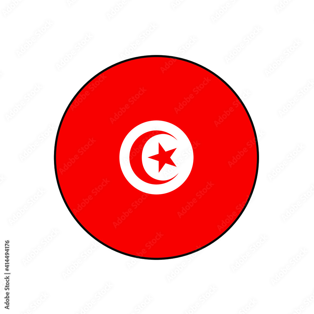 Tunisia country flag vector push button circle with authentic colors ...