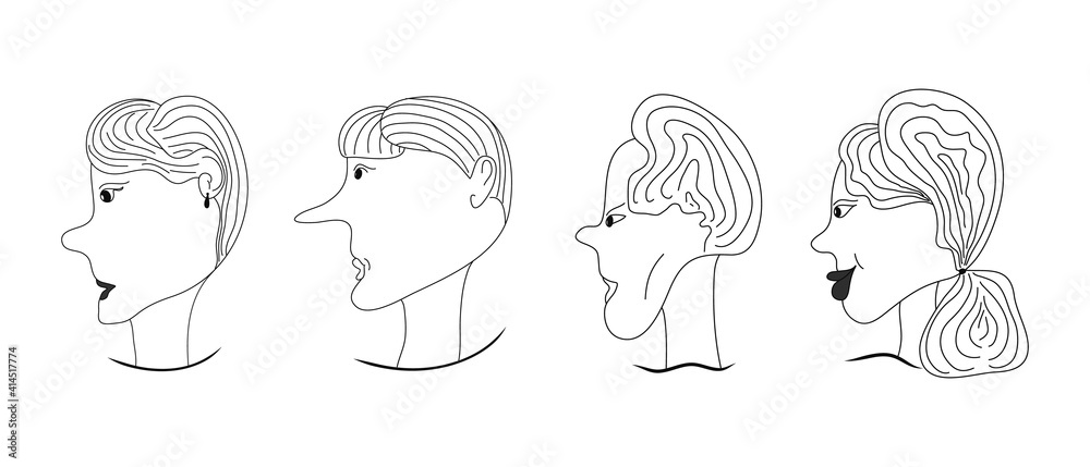 Set of human caricatures. Isolated vector illustrations with white ...