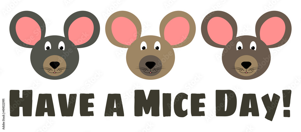 Mice Day Pun Illustration of Mouse Heads Isolated on white with ...