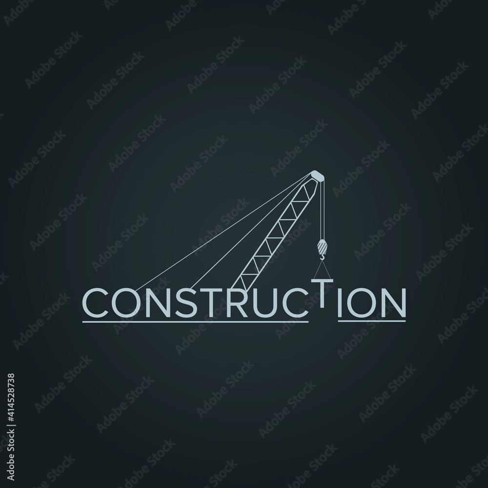 White construction logo design with black gradient background Stock ...