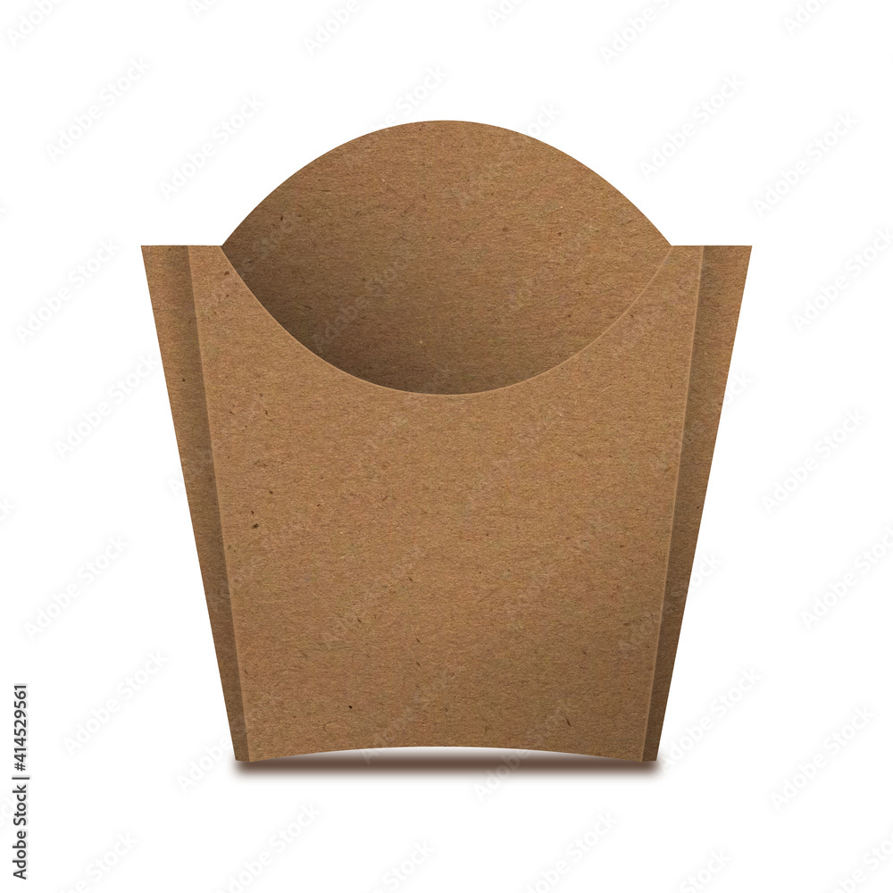 Kraft Paper French Fries Medium Size Packaging Box – Front View. Fast ...