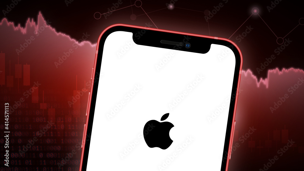 Apple stock market vector illustration, with iPhone splash screen ...