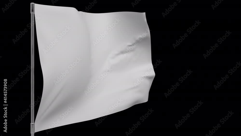 White waving flag seamless loop animation. 4k Alpha Channel transparent ...