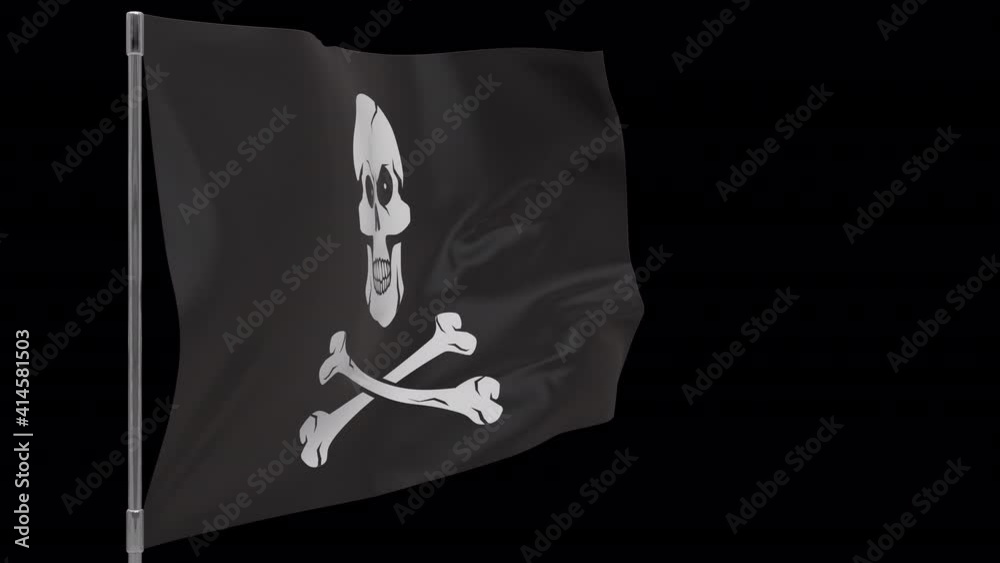 Pirate waving flag seamless loop animation. 4k Alpha Channel ...