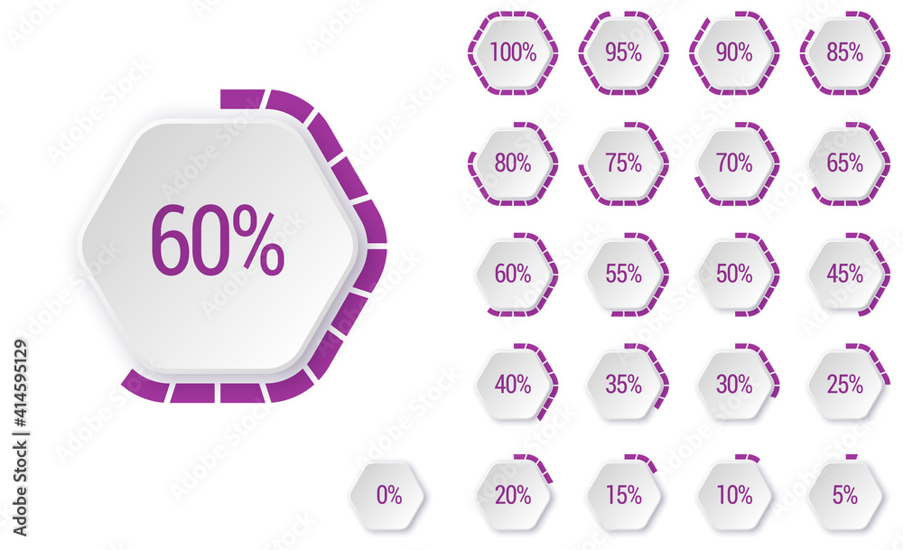 Set of percentage diagrams, indicator bar from 0 to 100, for web design ...