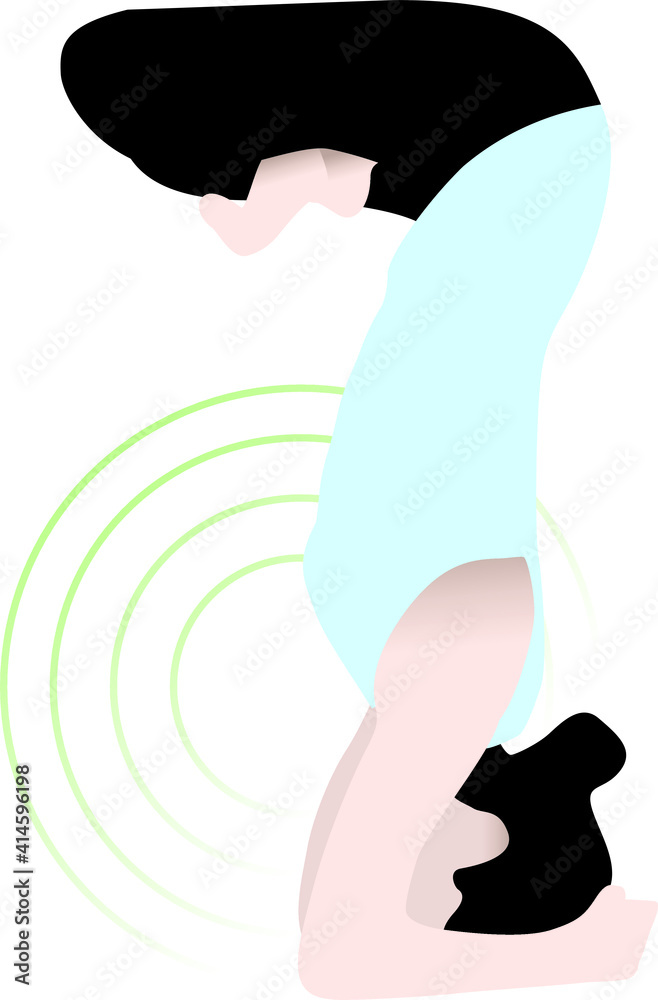 Vector illustration woman in beautiful Yoga pose, headstand exercise or ...