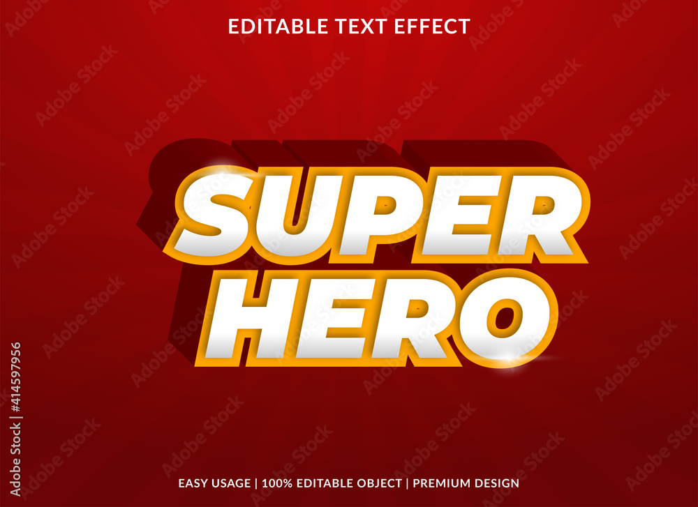 super hero text effect template design with bold style and 3d concept ...