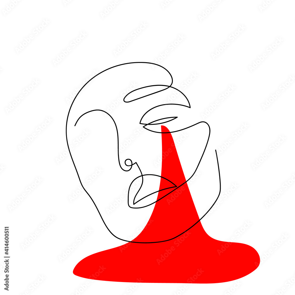 Continuous line abstract face. Contemporary minimalist portrait..The ...