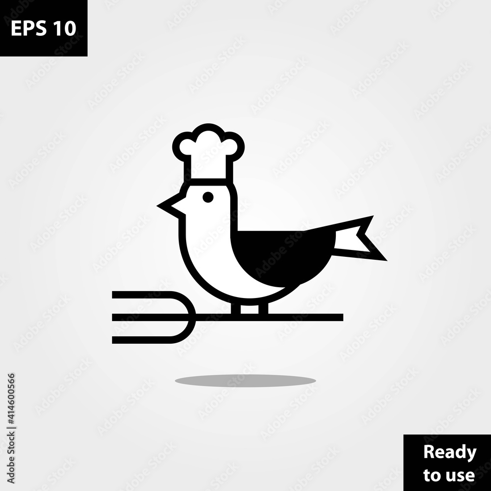 Bird chef with fork restaurant logo company, logo vector template ...
