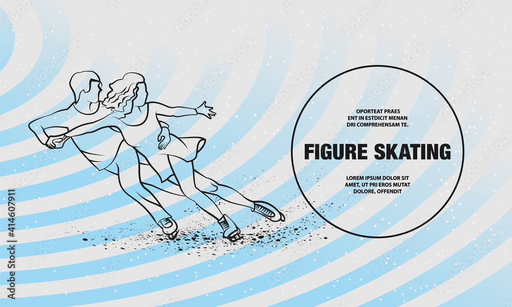 Professional pair figure skating sport. Vector outline of figure ...