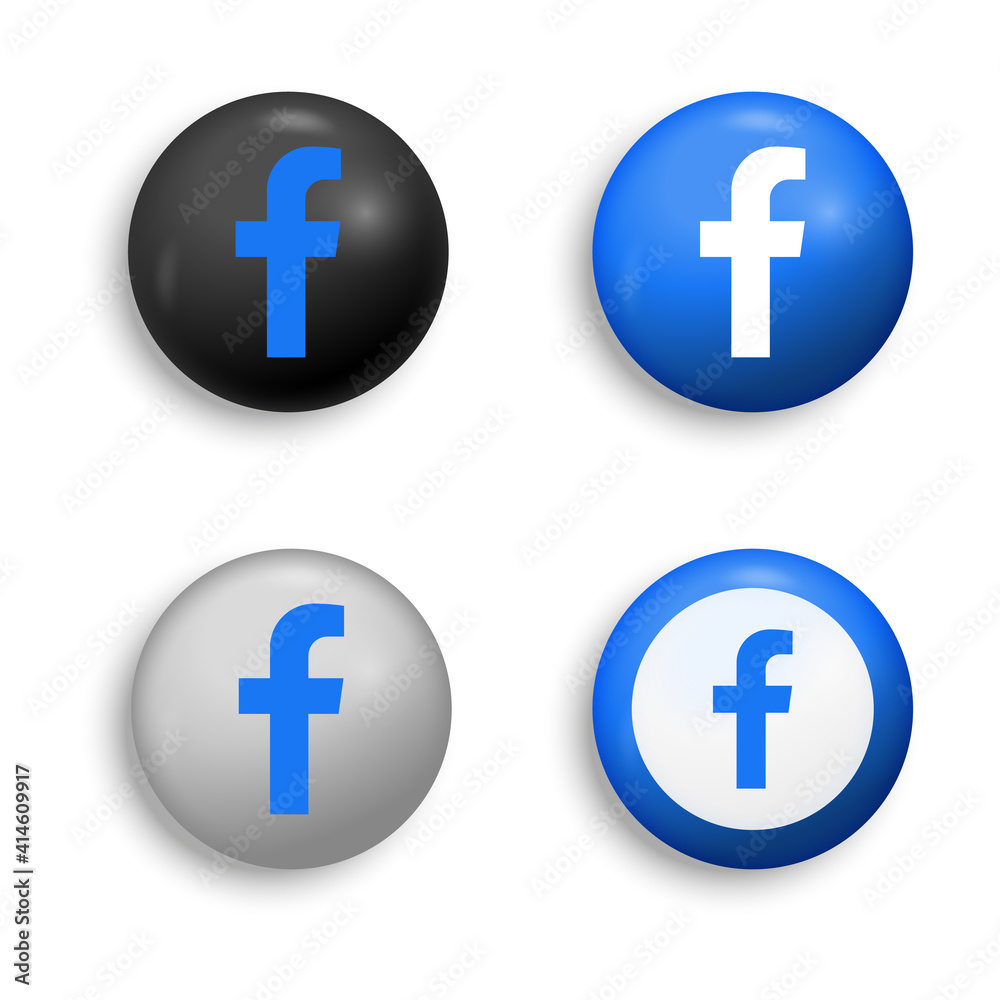 3d Facebook icon in circle modern style social media icons, facebook 3d ...