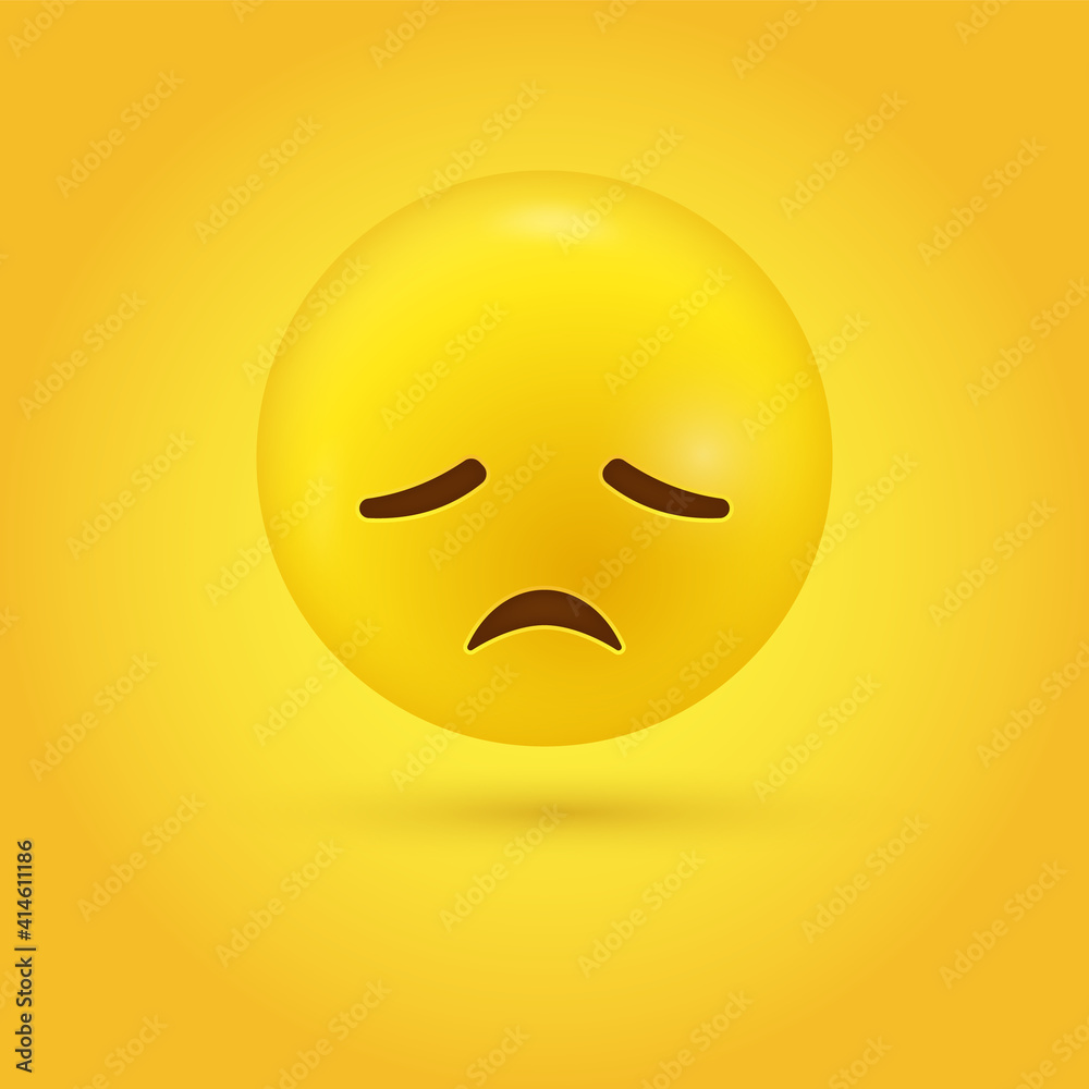Disappointed emoji character with sad face - grief stress regret ...