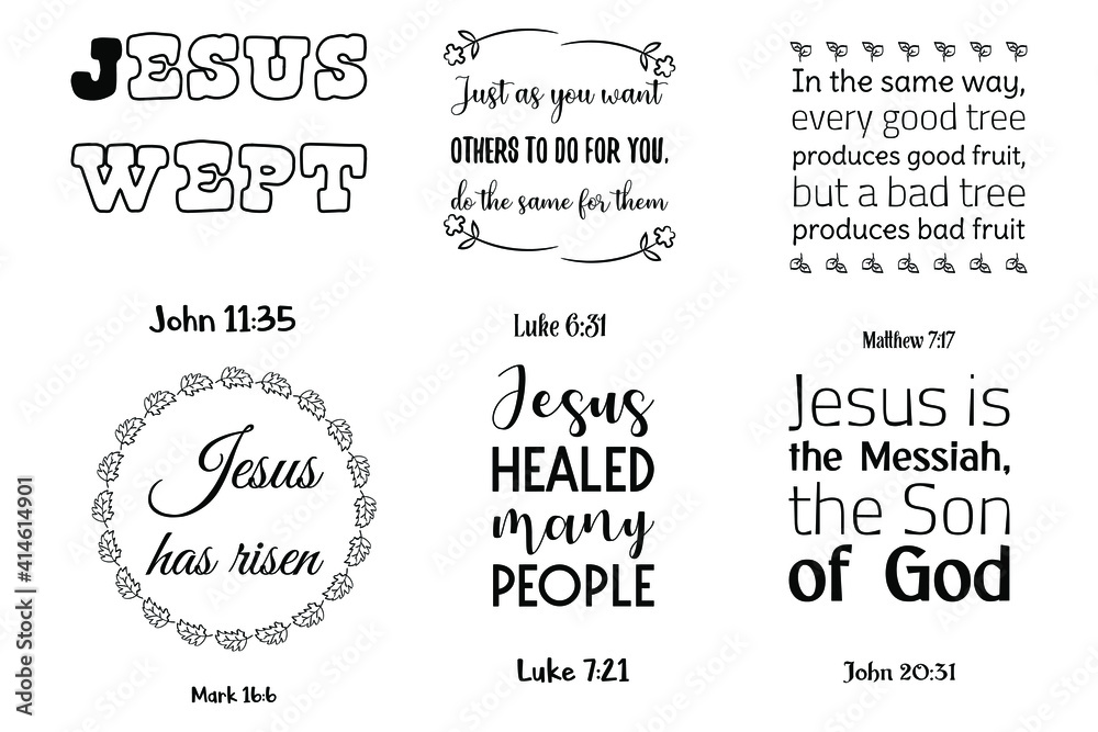 Set of Bible verses. Christian Quotes and Scripture sayings Stock ...