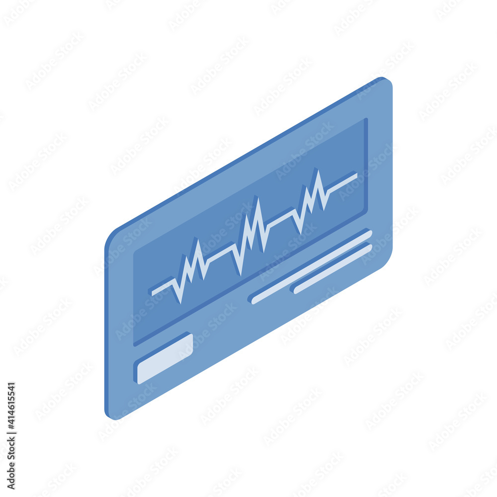 Cartoon monitor with heart rate. Isometric illustration Stock Vector ...