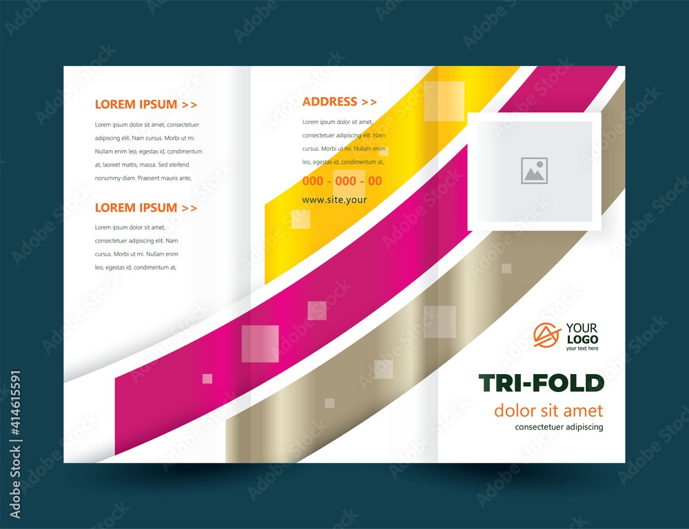 Tri-fold curves Stripes lines theme design template. Cmyk color profile ...