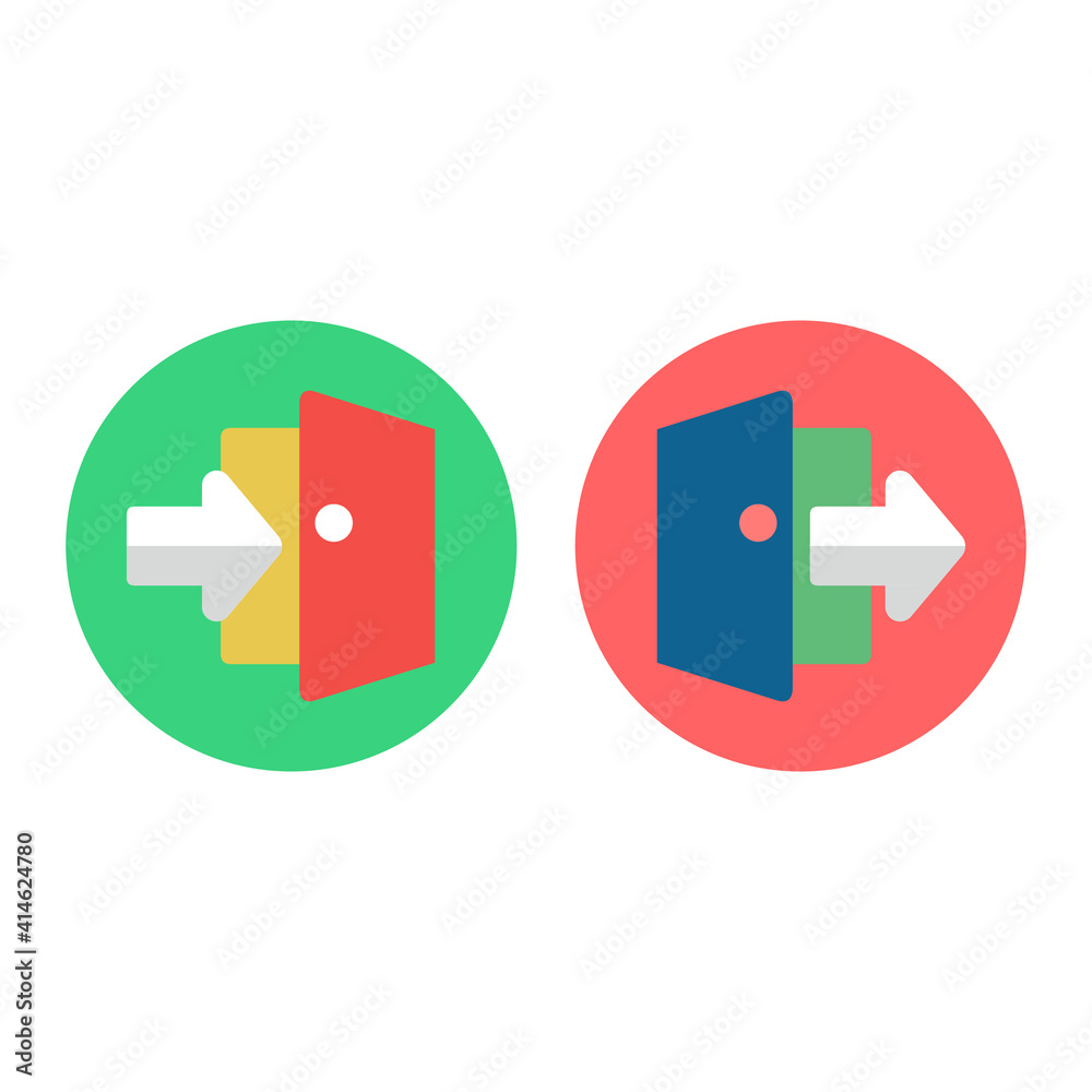 Vetor de entry and exit, login and logout, sign in and sign out do ...