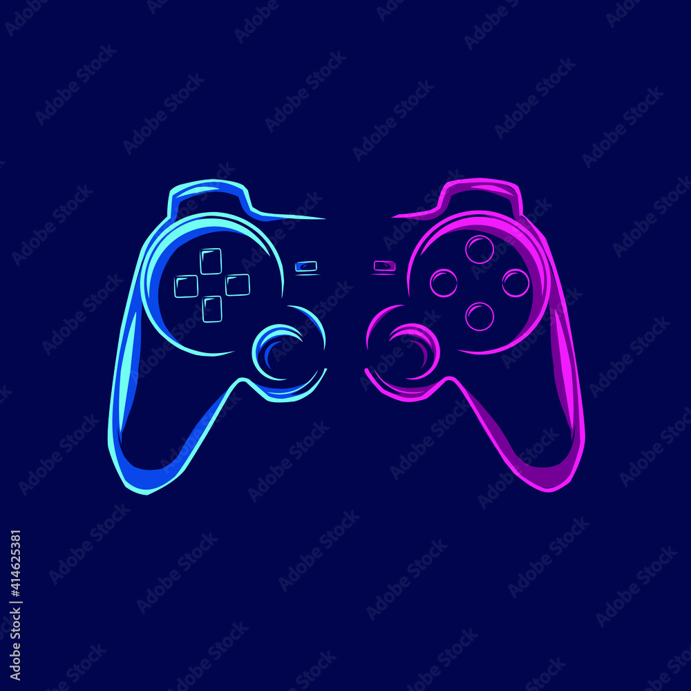 Joystick Line Pop Art logo. Colorful design with dark background ...