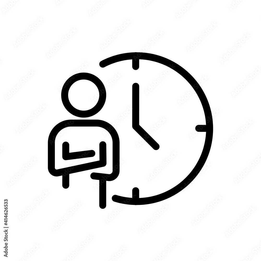 Man waiting icon. Clock sign outline vector illustration Stock Vector ...