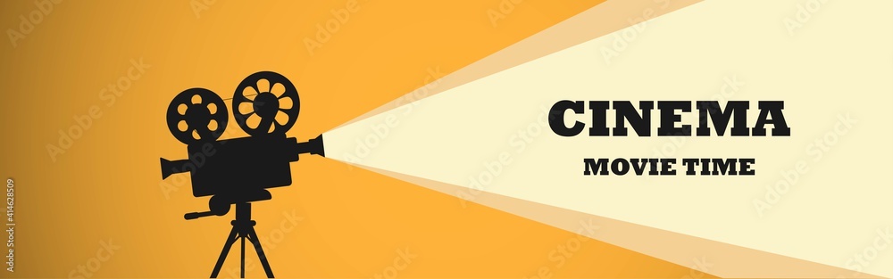 Movie time concept. Template for cinema poster. banner. Illustration of ...