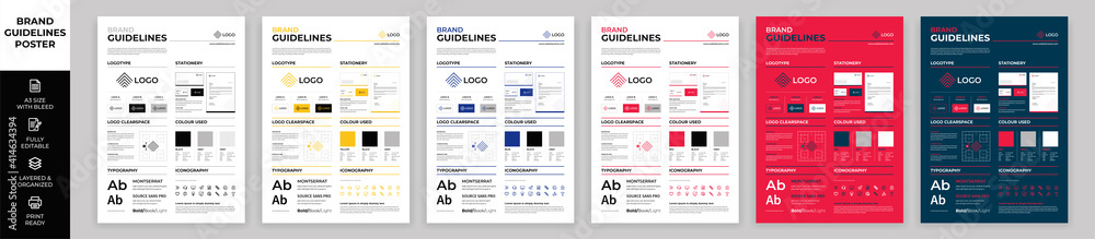DIN A3 Brand Guidelines Poster Layout Set, Brand Manual Templates ...