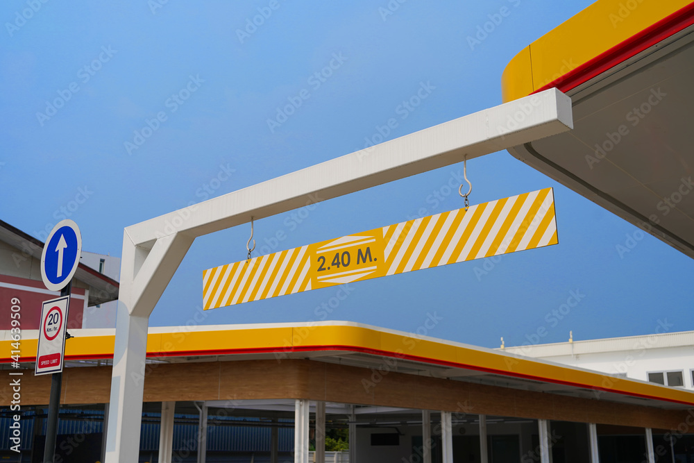 Maximum Height Sign 2.4m. sign at the parking lot hanging from metal ...