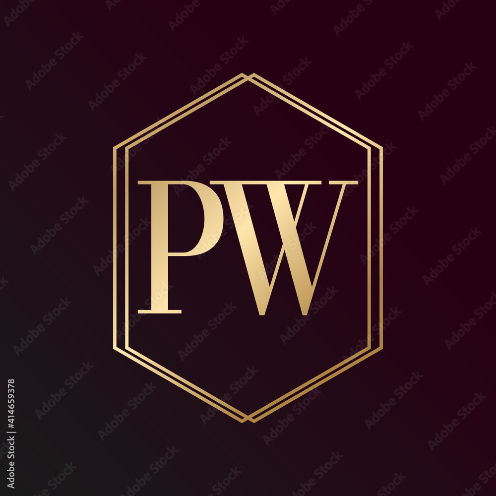 Simple Elegant Initial Letter Type PW Logo Sign Symbol Icon, Logo ...