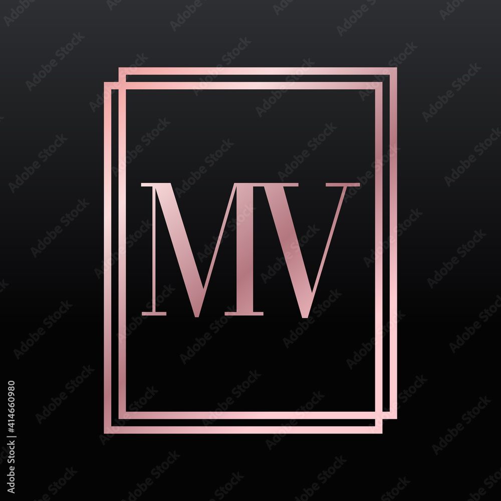Simple Elegant Initial Letter Type MV Logo Sign Symbol Icon, Logo ...