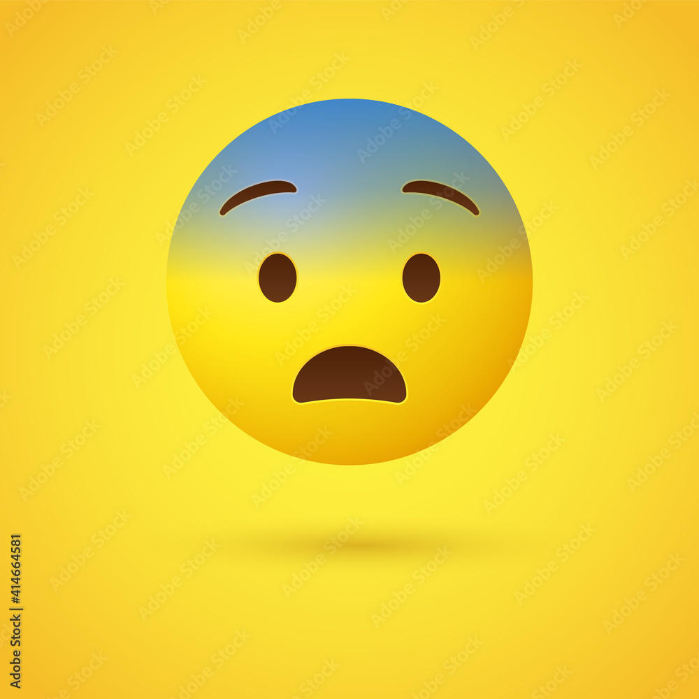 3d Fearful Emoji Face, Scared emoticon, Surprised emotion with pale ...