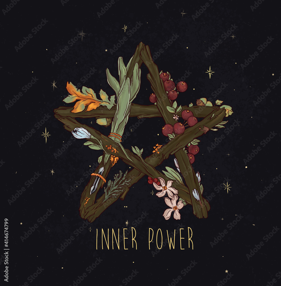 Pagan Star Pentacle Illustration Stock Illustration | Adobe Stock