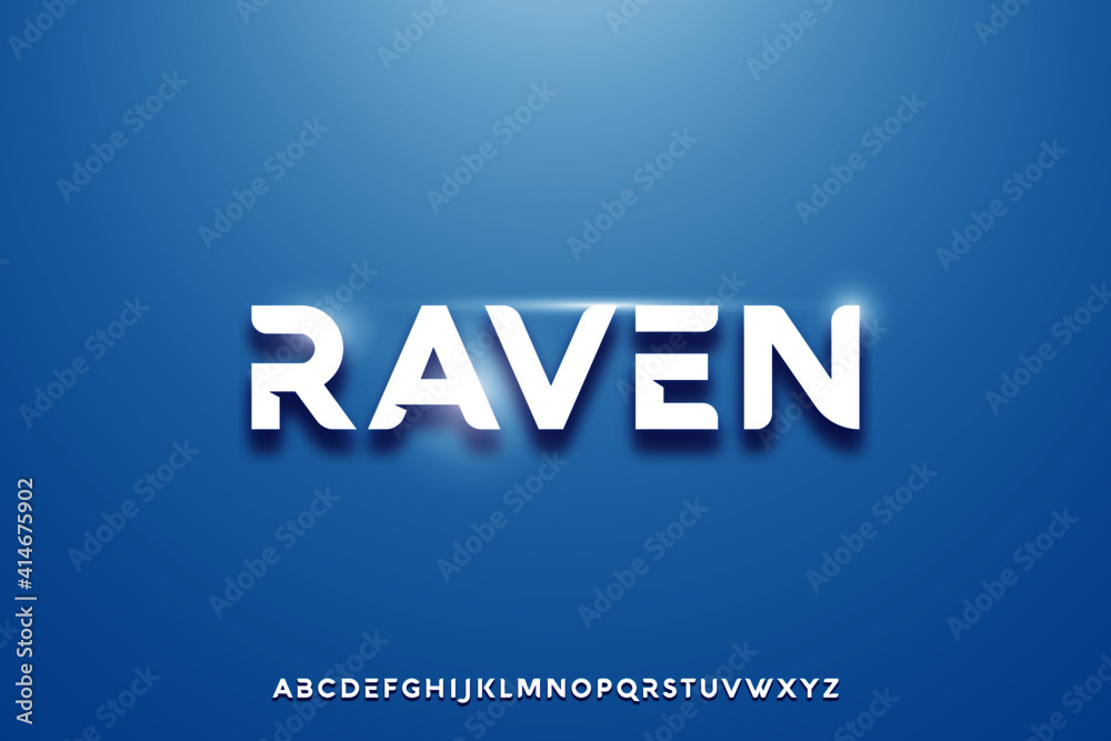 Raven, modern bold uppercase alphabet vector illustration Stock Vector ...