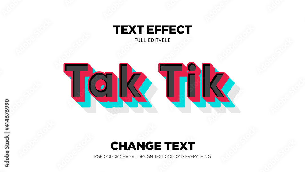 Tik tok text effect Mockup /full editable text Stock Vector | Adobe Stock