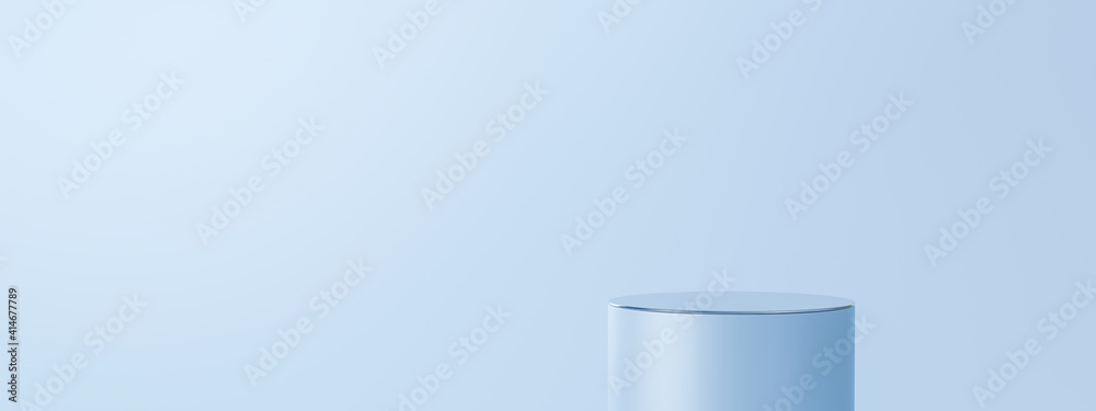 Light blue product background stand or podium pedestal on empty display ...