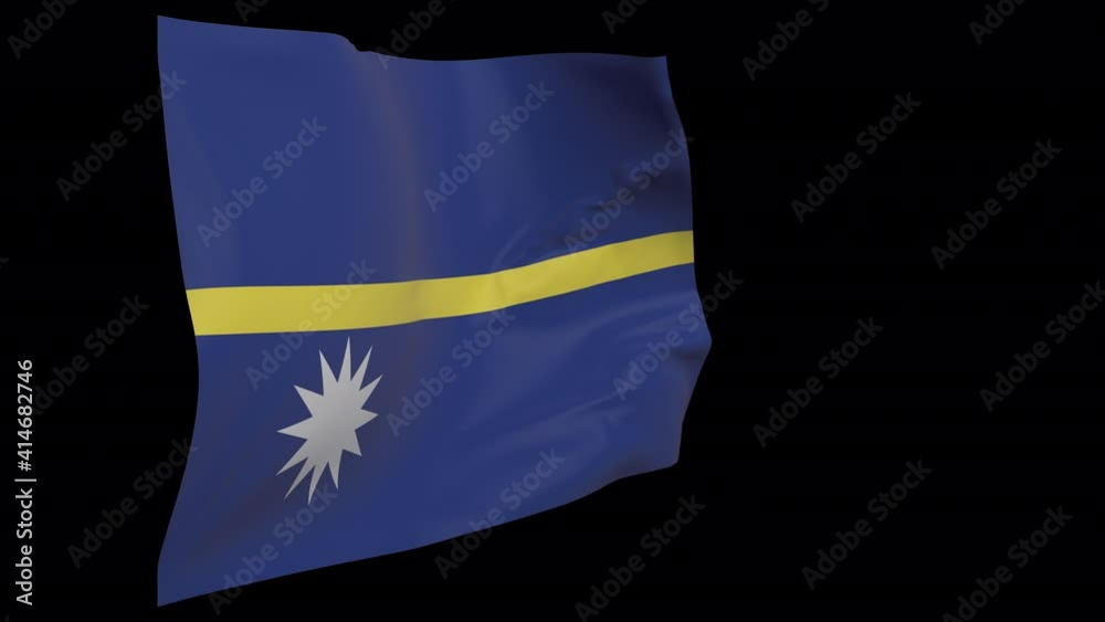 Nauru waving flag seamless loop animation. 4k Alpha Channel transparent background. 3d Nauru ...