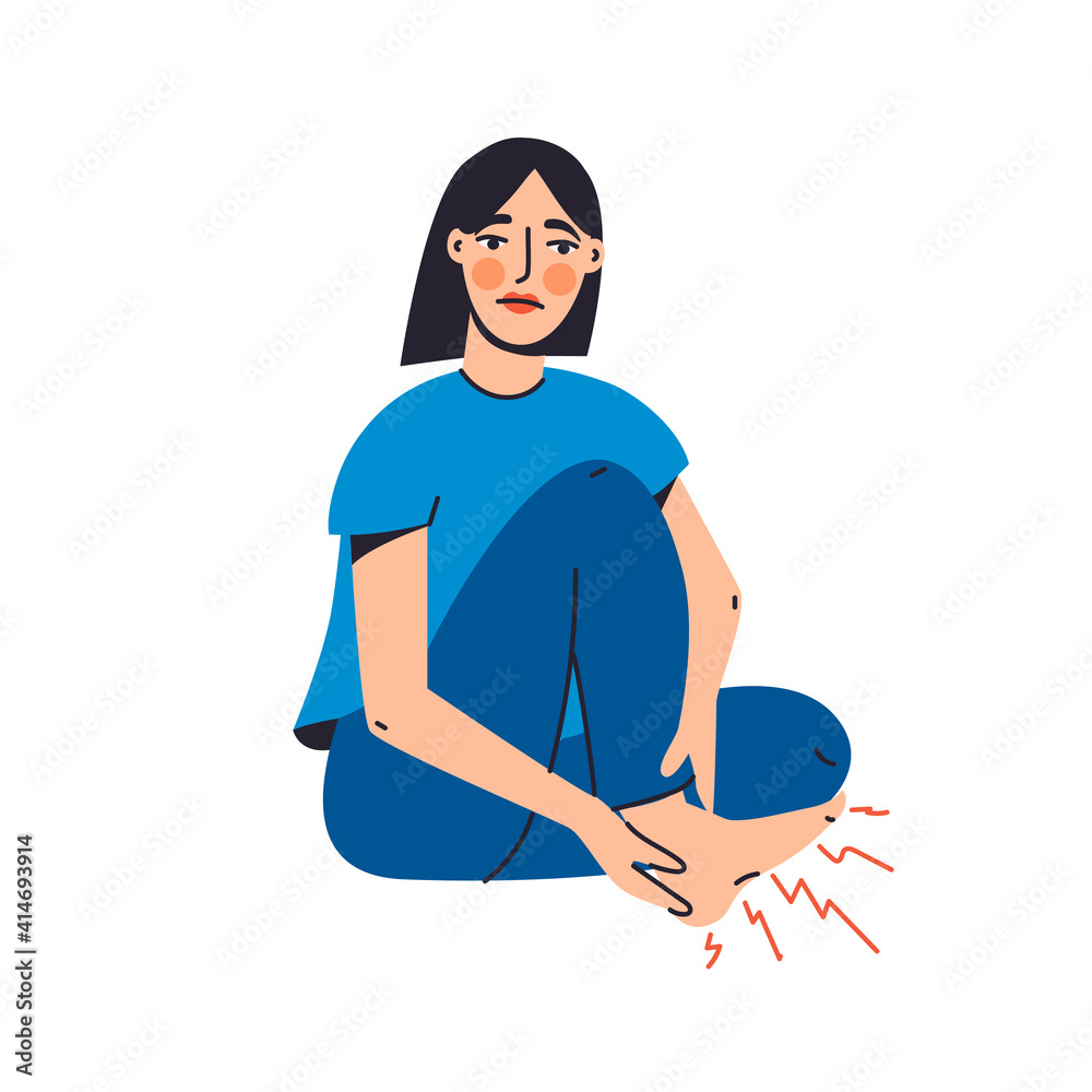 Paresthesia isolated vector illustration. Woman suffering from tunnel ...