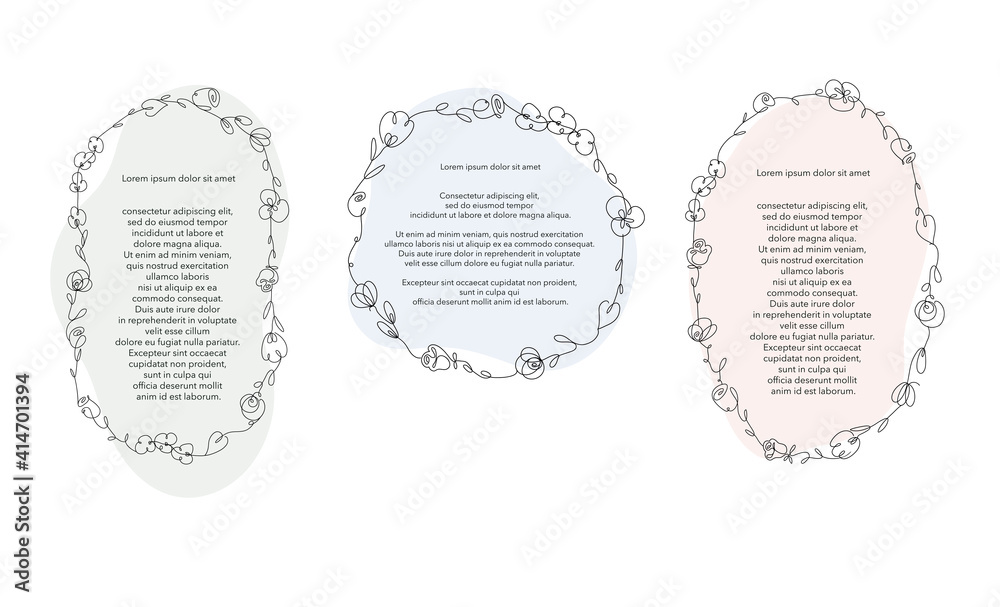 One line art floral frames collection . Set of various minimalistic ...