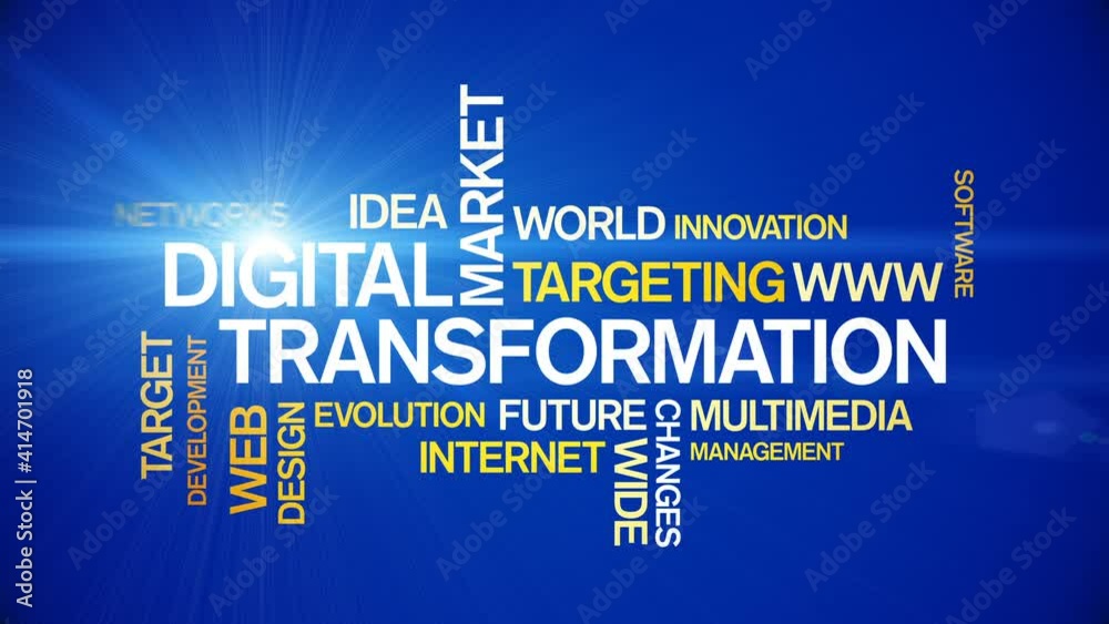 4k Digital Transformation Animated Tag Word Cloud;Text Design Animation ...