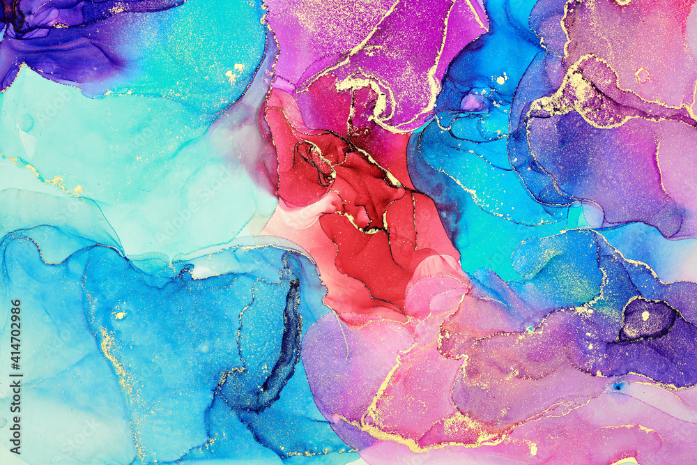 Currents of translucent hues, snaking metallic swirls, and foamy sprays ...