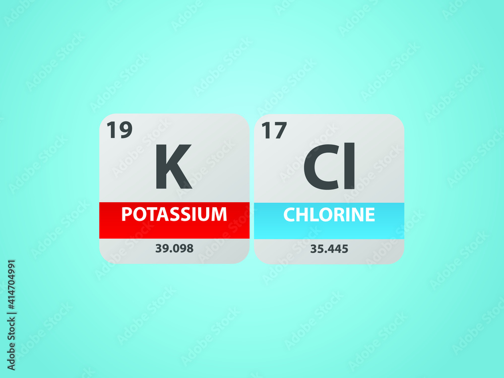 Potassium chloride kcl molecule. Simple molecular formula consisting of ...
