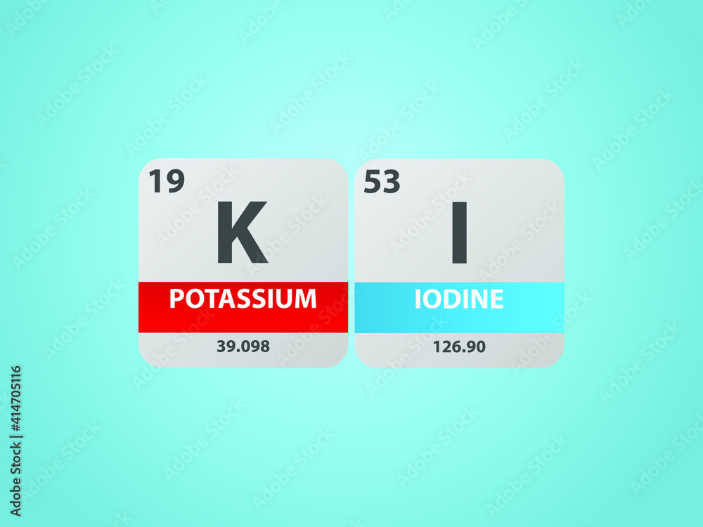 Potassium iodide ki molecule. Simple molecular formula consisting of ...