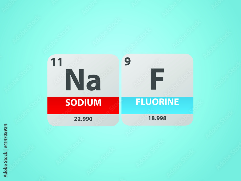 Sodium fluoride naf molecule. Simple molecular formula consisting of ...