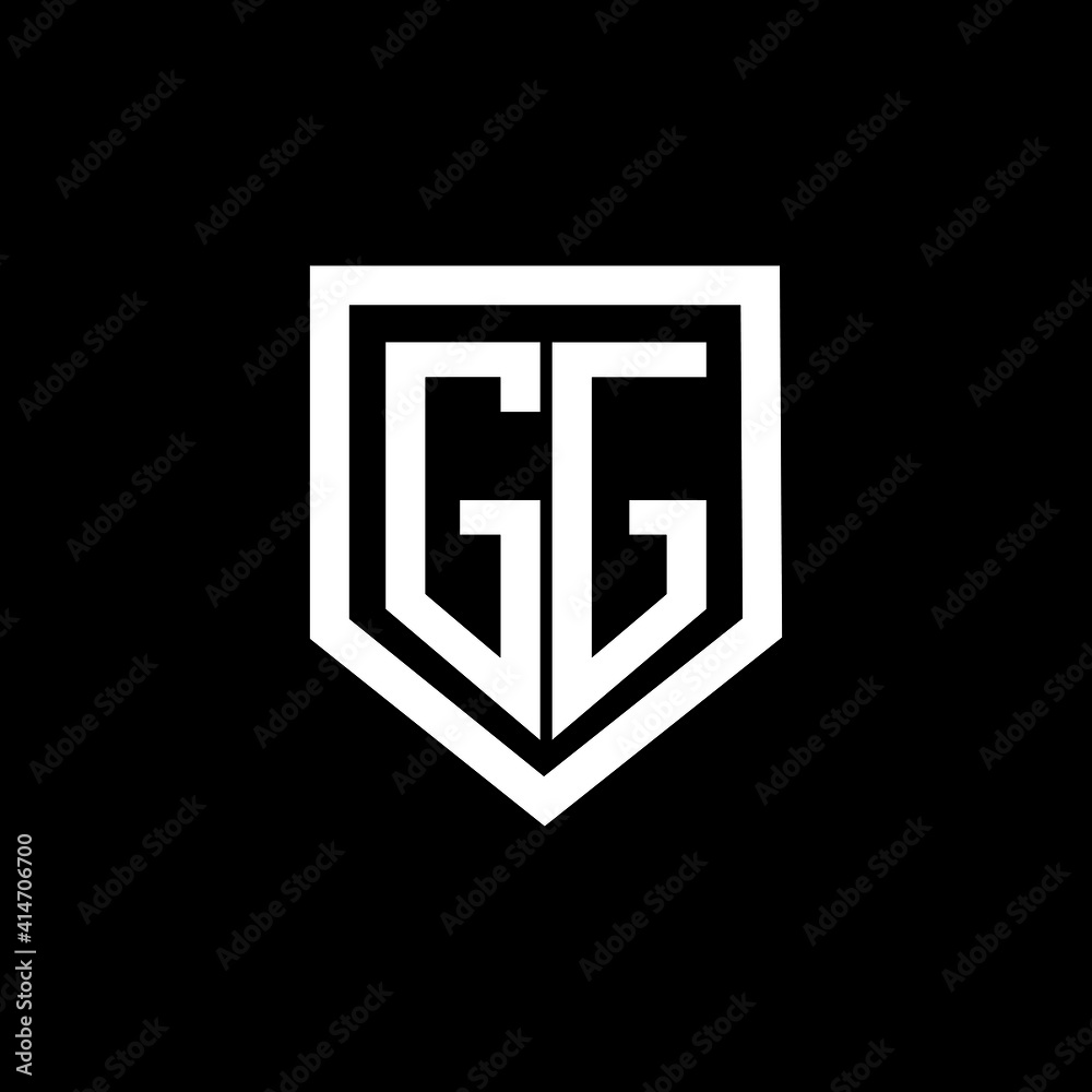 GG letter logo design with black background in illustrator, vector logo ...