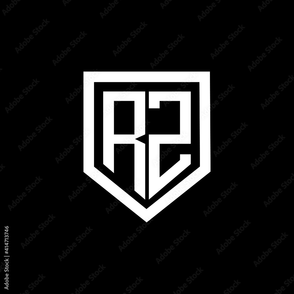 Vecteur Stock RZ letter logo design with black background in ...